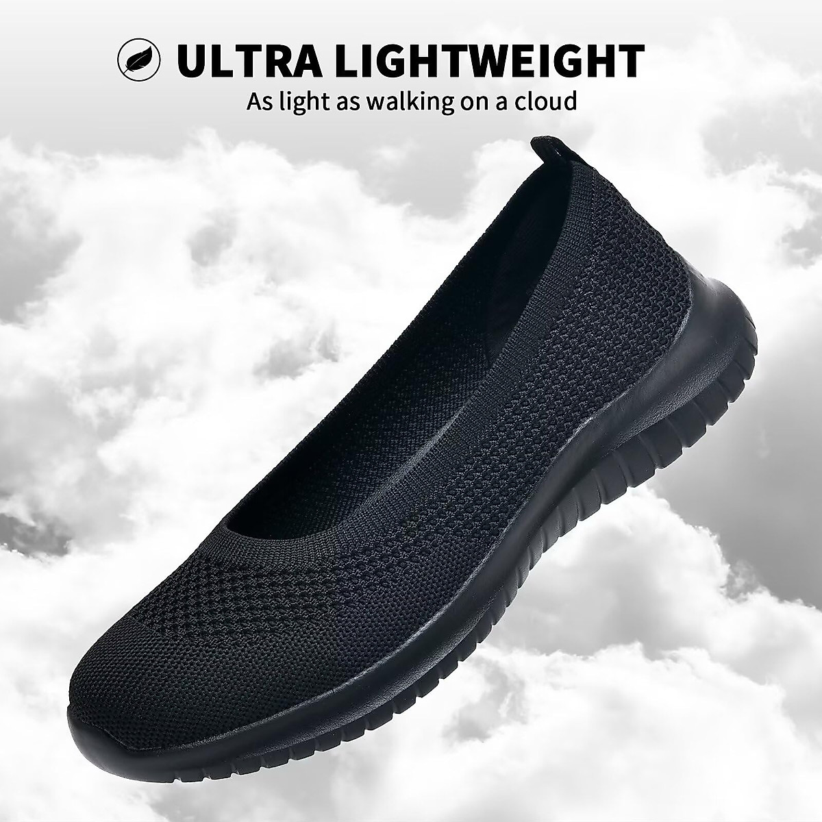 Zuwoigo Women’s Slip-On Walking Shoes Lightweight & Comfortable Casual Loafers Breathable Sneakers 7 B(M) US All Black