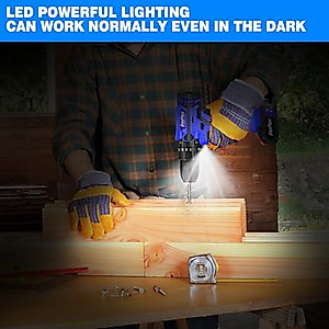 21V Cordless Drill Set, Electric Power Drill with 1 Battery and Charger, 3/8'' Keyless Chuck, 45Nm, 25+1 Torque, 2 Variable Speeds,26pcs Drill Bits & LED Electric Drill Set for Home and Garden DIY