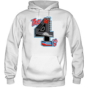 SNELOS Jordan Retro 4 What The Match Shirts (Jordan 4 What The - The 4's Hoodie (White), M)