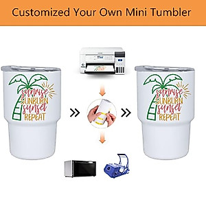 Joytra 8 Pack 3 oz Sublimation Mini Tumbler Shot Glass,Double Wall Vacuum Sealed Stainless Steel Insulated Cups with Lid and Straw,Thermos Travel Coffee Mug For Cocktail,Whiskey,Bar,White