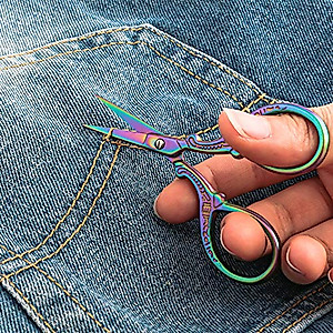 Asdirne Embroidery Scissors, Stainless Steel Sharp Tip Scissors, Thread Scissors DIY Tools for Embroidery, Craft, Needle Work, Art Work & Everyday Use, 2 Pcs, 4.7"/5.3",Colourful