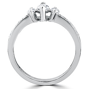 P3 POMPEII3 1ct 3-Stone Marquise Diamond Engagement Ring 14K White Gold - Size 8