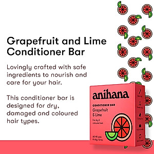 ANIHANA Conditioner Bar for Dry Damaged Safe For Color Treated Hair Moisturizing Hydrating Healthy Looking Hair Paraben Free Grapefruit and Lime 2.1 oz