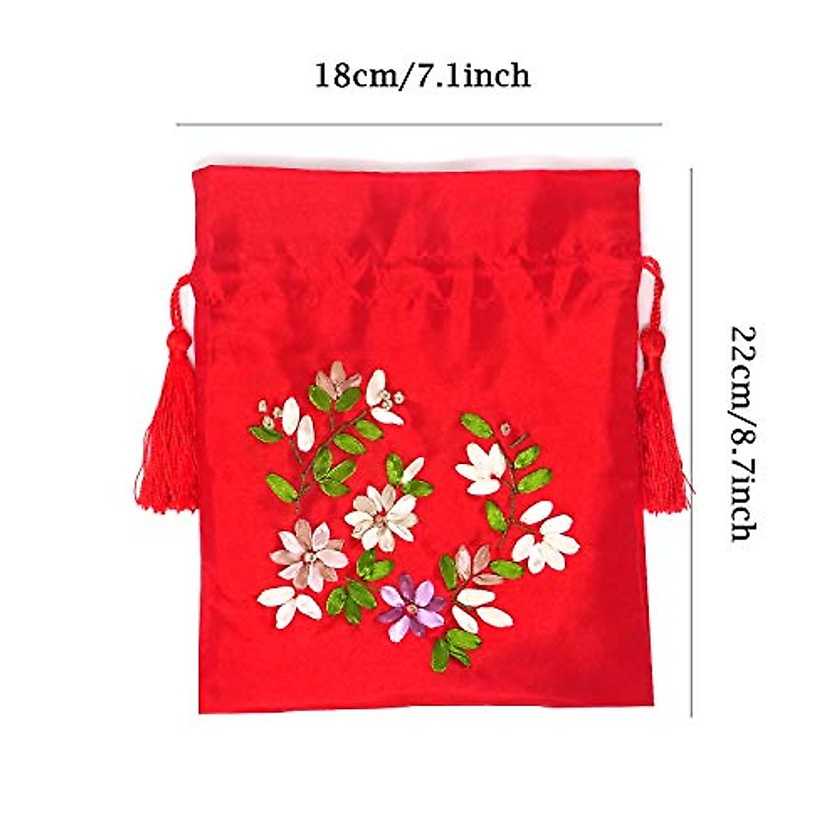 Honbay 2PCS 18x22cm/7.1x8.7inch Drawstring Gift Bags Brocade Silk Jewelry Pouches