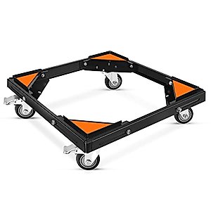 SPACECARE Mobile Roller with 2 Locking Wheels - Adjustable Furniture Dolly with Steady Steel Frame Washing Machine Stand Black Refrigerator Base Moving Cart