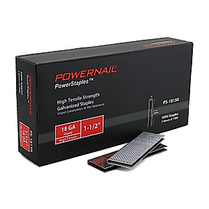 Powernail PS18150 18 Gauge 1/4 Inch Crown 1-1/2 Inch Length Chisel Point Narrow Crown Staples (Case, 30000ct)