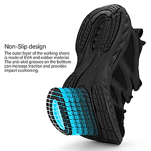 Pujcs Womens Athletic Walking Shoes - Memory Foam Lightweight Tennis Sports Shoes Gym Jogging Slip On Running Sneakers Black Size 8