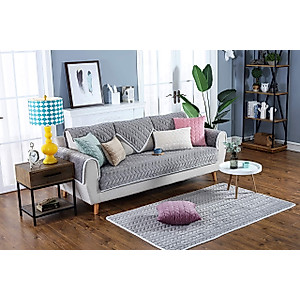 SINCERE Custom Size Non-Slip Sofa Mat, Couch Slipcover, Bay Window Mat, Windowsill Pad, Area Rug Seat Pad, Bench seat Cover, Tatami Mats (Gray, 24x71 inch)