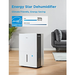 Midea 1,500 Sq. Ft. Energy Star Certified Dehumidifier With Reusable Air Filter 22 Pint - Ideal For Basements, Large & Medium Sized Rooms, And Bathrooms (White)