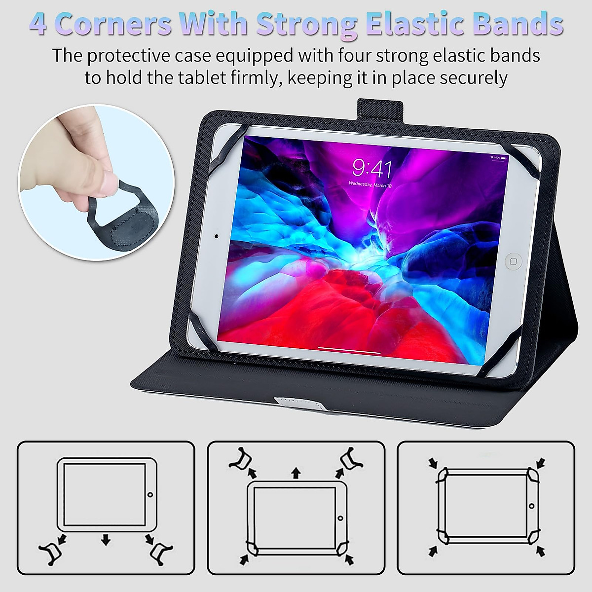 HEAKIERG Universal Tablet Case for New Kobo Libra 2 7" 2021 & 6" Kobo Clara 2E 2022, Lightweight Flip Stand and Adjustable Protective Cover Case for 6"-7" Tablet, Skull Rose