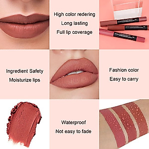BINGBRUSH 3 Colors Longwear Lipstick Pack Set, Matte Color Stick Ultimate Lip Crayon for Makeup Collection - Nourishing Waterproof Velvet Lipgloss Lip Stain (05# 06# 09#)