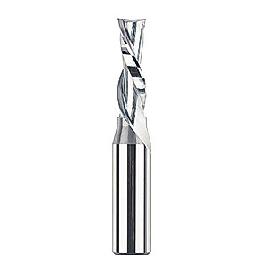 SpeTool Spiral Downcut Router Bits with 3/8 inch Cutting Diameter, 1/2 inch Shank HRC55 Solid Carbide CNC End Mill for Wood Small Cut, Carving