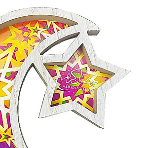 Wooden Eid Mubarak Dessert Tray Ramadan Kareem Moon Star Islam Eid Pastry Tray for Home Eid Mubarak Gift Box Dessert Tray Craft Islam Muslim Party Festival Party (C)