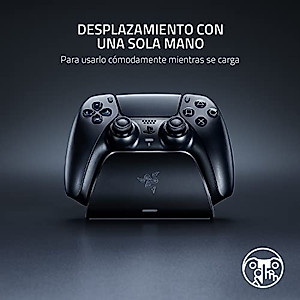Razer Quick Charging Stand for PlayStation 5: - Curved Cradle Design - Matches PS5 DualSense Wireless Controller - One-Handed Navigation - USB Powered - Black (Controller Sold Separately)