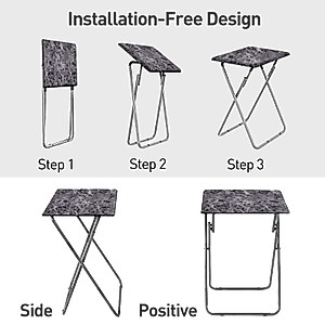 Garden 4 you Portable Folding TV Tray/TV Trays Foldable Dinner Snack Trays Table, Portable Foldable Table Small Sofa Bedside Tables with Light Weight, 15 x 18.9 x 26 in(Black Marble,1PC)