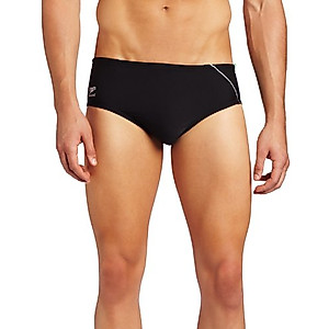Speedo Men's Mercury Splice Endurance Plus Brief Swimsuit, Black/Green, 26