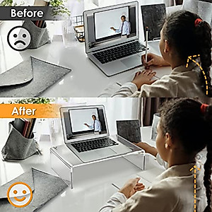 GOLDORCLE Acrylic Monitor Stand Riser Clear Computer Monitor Stand for Laptop PC Printer Computer Riser Acrylic Tray
