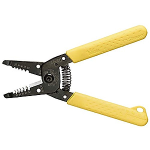 IDEAL Electrical 45-120 T-5 T-Stripper - 10-20 AWG, Yellow Wire Stripper with Looping Holes, Plier Nose, Spring Loaded Automatic Opening,Black
