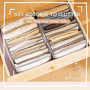 QINGHON 7 Grids Wardrobe Clothes Organizer, Clothes Organizer, T Shirt Organizer for Closet, Visible Grid Storage Box for Underwear, Socks, Skirts, T-Shirts (White,Two Medium)