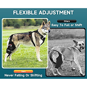 Virbraroo Dog Leg Brace for Torn Acl Hind Leg,8X Support Dog Knee Brace with Metal Strips for Joint Pain Relief, Rear Leg Brace with Adjustable Traction Belt for Cruciate Ligament Injury (L)