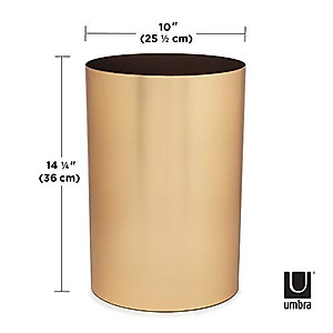 Umbra Metalla Small Trash Durable Garbage Can Waste Basket for Bathroom, Bedroom, Office and More, Gold,4.5 Gallons