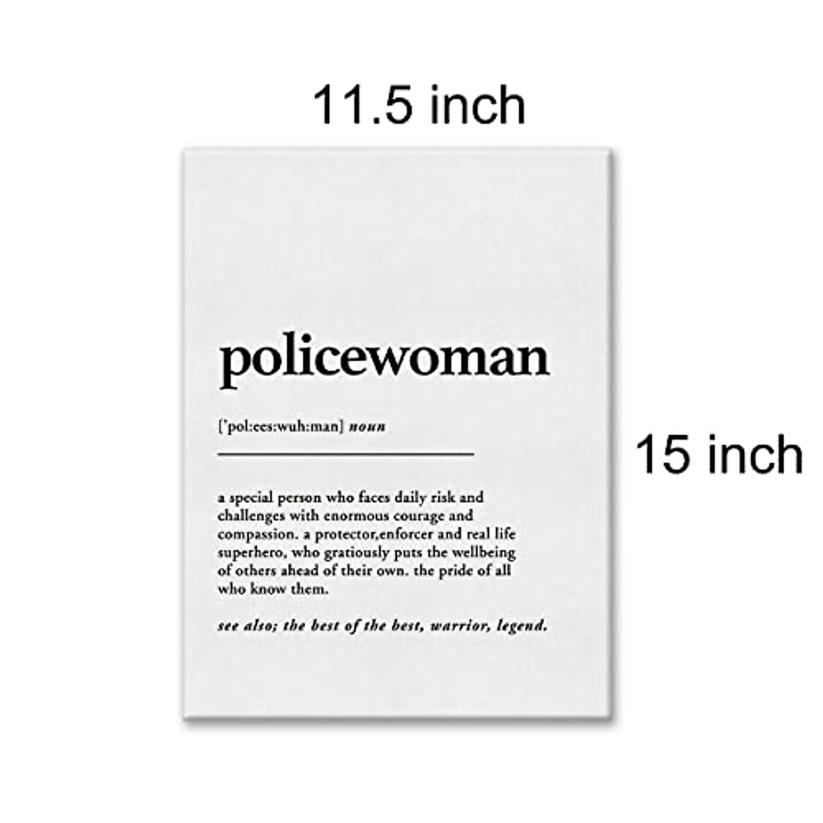 LEXSIVO Policewoman Definition Print Canvas Wall Art Home Decor Policewoman a Special Person Painting 12x15 Canvas Poster Framed Ready to Hang Police Officer Gifts