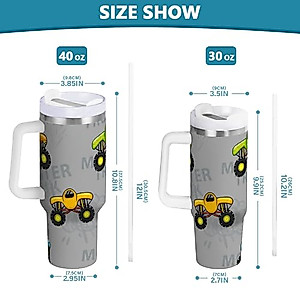 ODAWA Large Colorful Trucks Stainless Steel Tumblers with Handle and Straw Travel Insulated Tumblers