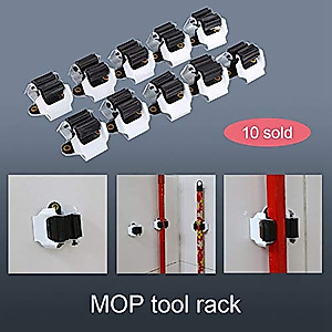 10 PCS Broom Holder, Wall Mount Adhesive Mop and Broom Holder Dustpan Hanger Heavy Duty Tool Organizer For Home Kitchen Garden Garage Storage Systems