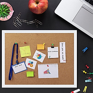 Cork Board Bulletin Board 15.7 x 12 Inches with Rectangle White Frame Hanging Pin for Office Home Message Board or Vision Board Decoration