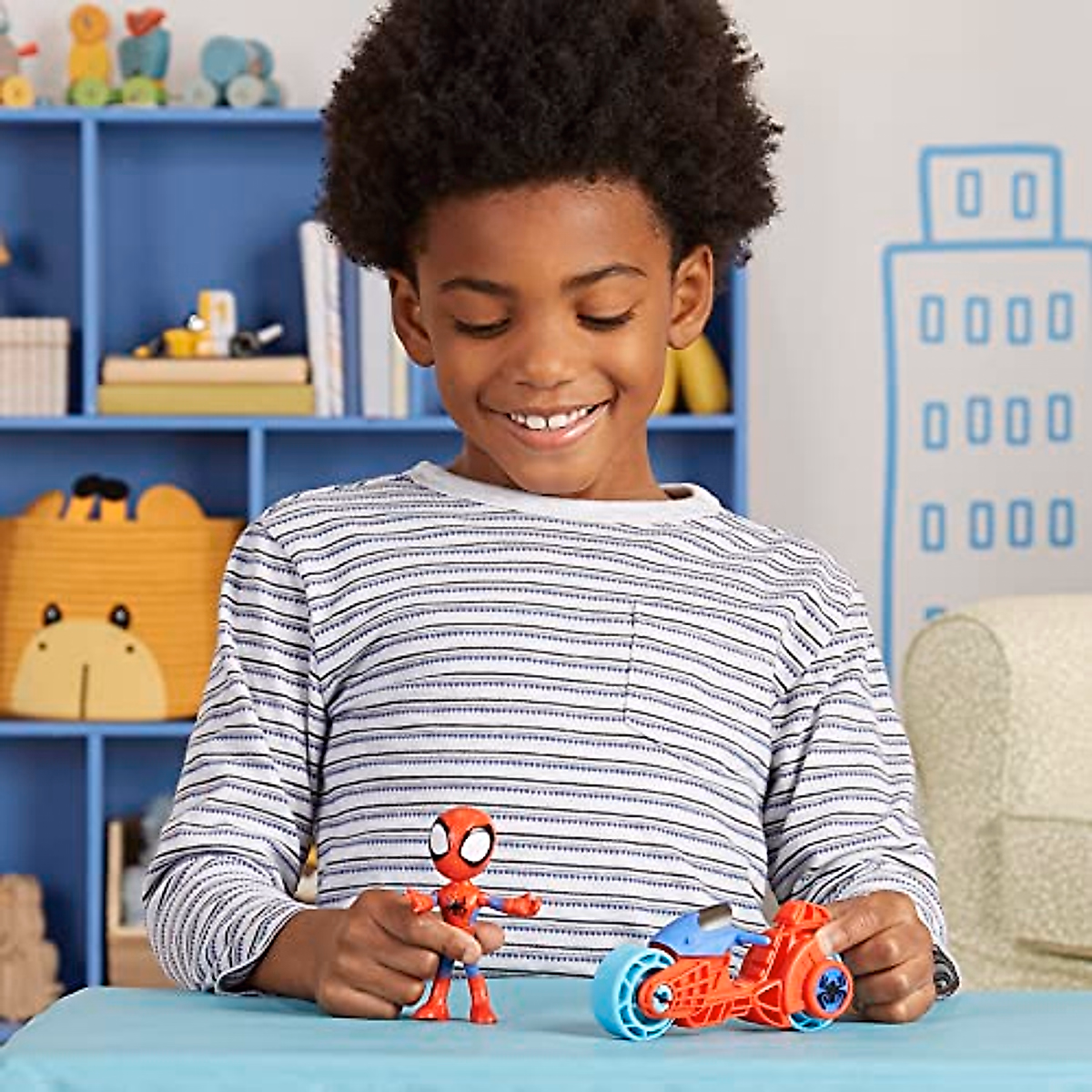 Spidey and His Amazing Friends Marvel, 4-Inch Scale Spidey Action Figure with Toy Motorcycle, Preschool Toys for 3 Year Old Boys and Girls and Up