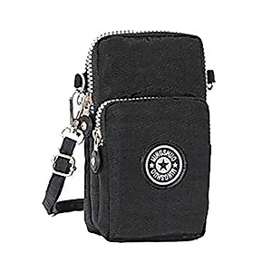 Sports Crossbody Cell Phone Purse Shoulder Wallet Case Armband Bag for iPhone 11 12 13 Pro Max 14 Plus SE XR XS X (Black)