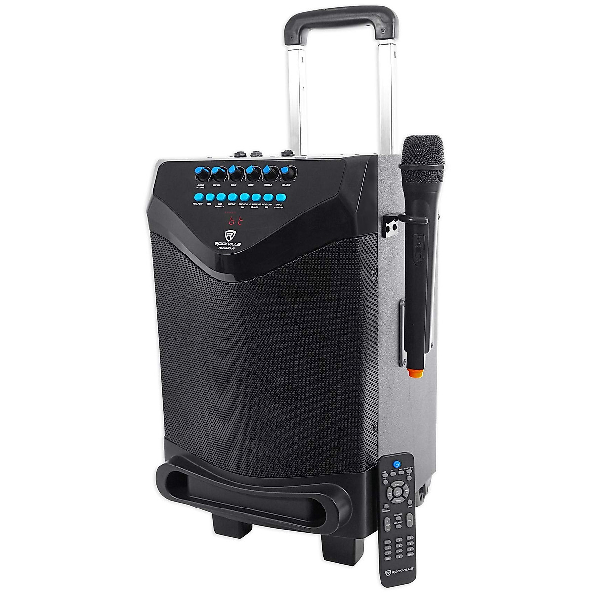 Rockville ROCKnGo 8" Rechargeable PA Speaker w/Bluetooth+Headset+Wireless Mic