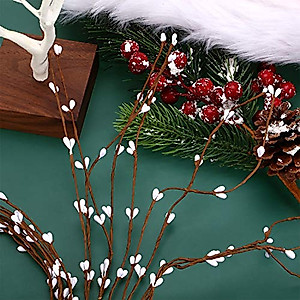 WILLBOND 64 Feet 30 Packs Ply Pip Berry Garland for Christmas Winter Indoor Outdoor Decor Head Wreaths Wedding Crowns (White)