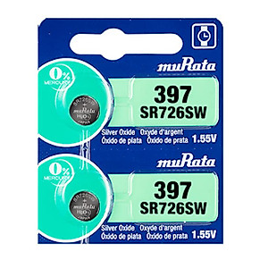 Murata 397 SR726SW Battery 1.55V Silver Oxide Watch Button Cell - Replaces Sony 397 (2 Batteries)