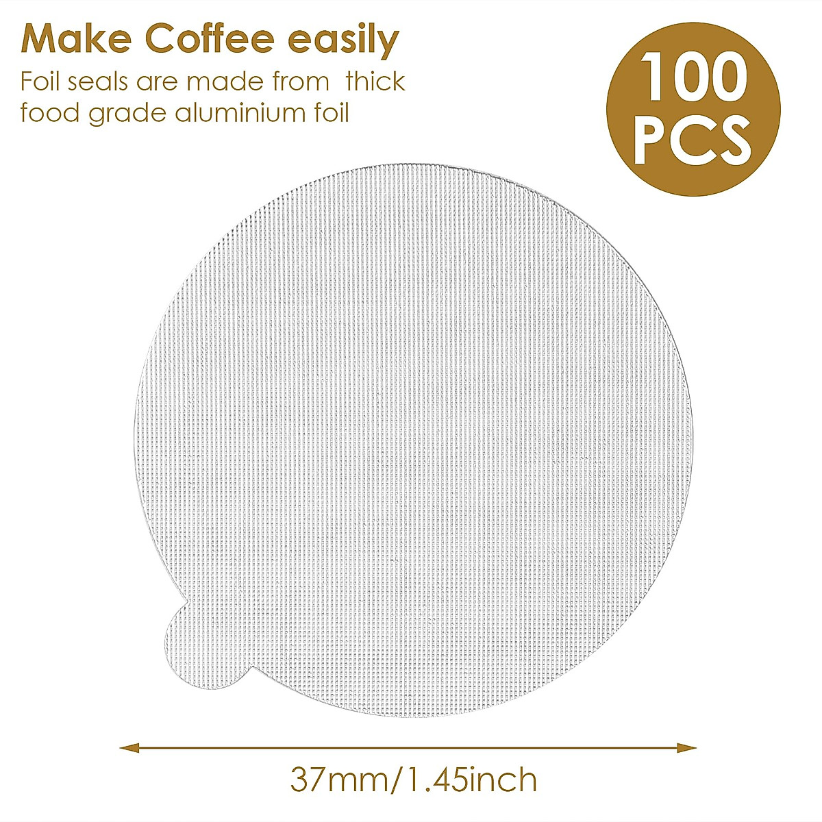 Prasacco 100 Pieces Reusable Aluminum Foil Lid Reusable Coffee Covers（37mm/1.45inch）