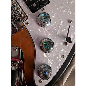 KAISH Set of 3 Set Screw Abalone Top Chrome Guitar Bass Knobs Strat Metal Knobs for 6mm Shaft Pots