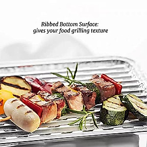 MILANGE Disposable Aluminum Grill Liner Topper with Holes 20 Pack Aluminum Foil Grill Pans (13.40 Inch) BBQ Grilling Tray Broiler Pans with Ribbed Bottom Surface