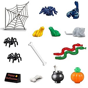 LEGO Animals Creepy Crawlers Critters Accessory Pack - Spiders, Frogs, Snakes, Bones, Rat, Pumpkin and More!