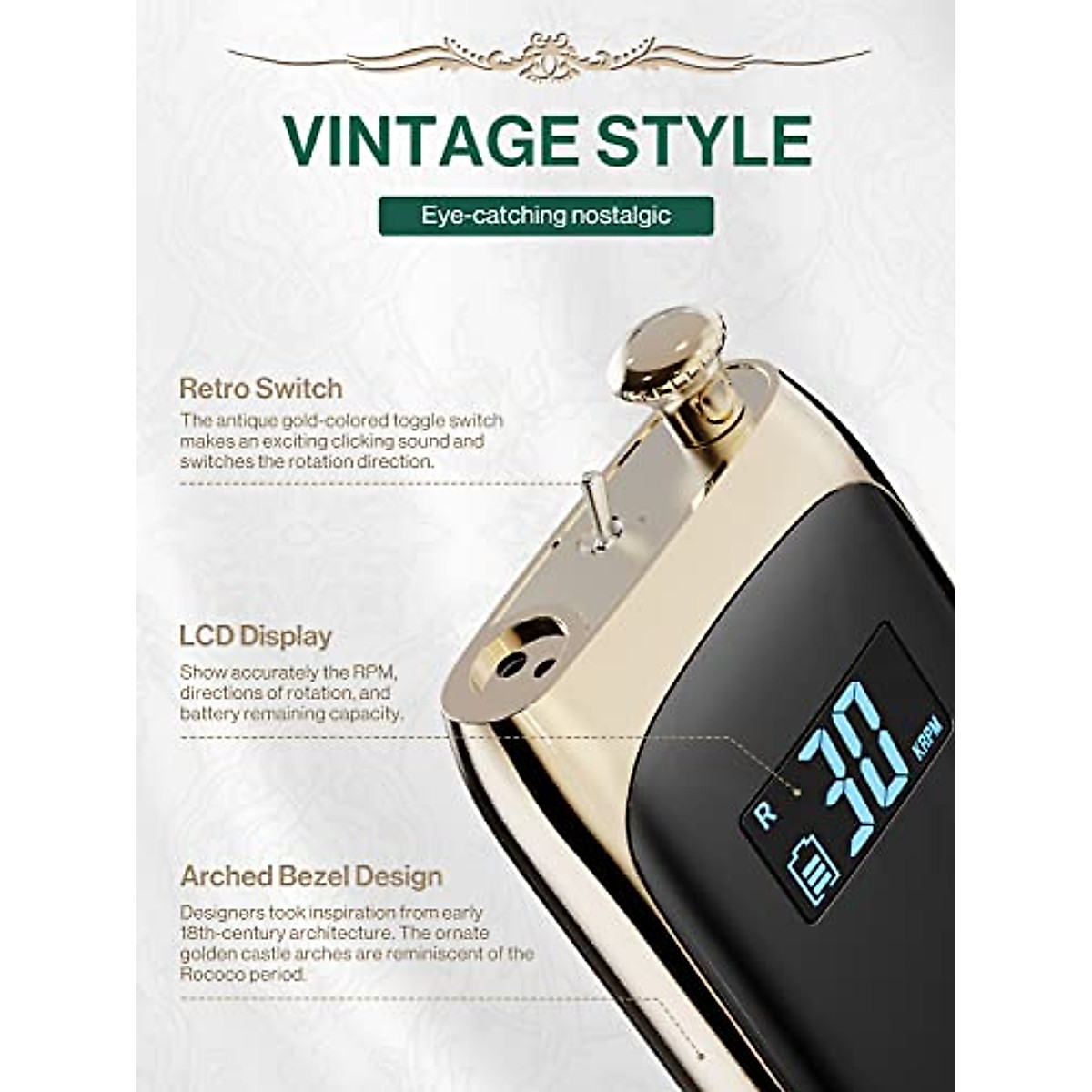 MelodySusie Electric Nail Drill Machine, Rechargeable 30000RPM Efile for Acrylic Nail, Portable Nail File with 6 Nail Drill Bit Set, SR3 Jade (Black)