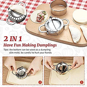 [13 Pieces Upgraded] 6 Pieces Ravioli Maker Cutter Stamp Set with Wooden Handle Four Shapes and 7 Pieces Stainless Steel Dumplings Maker Three Sizes–For Ravioli, Pasta, Dumplings, Lasagna, Pierogi