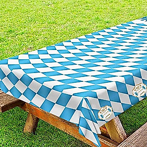 UOMNICUE Oktoberfest Tablecloth, 3Pcs Oktoberfest Disposable Table Cloth with Gold Oktoberfest Welcome Print Oktoberfest Waterproof Tablecover Banner for Oktoberfest Party Decorations 108 X 54 Inch