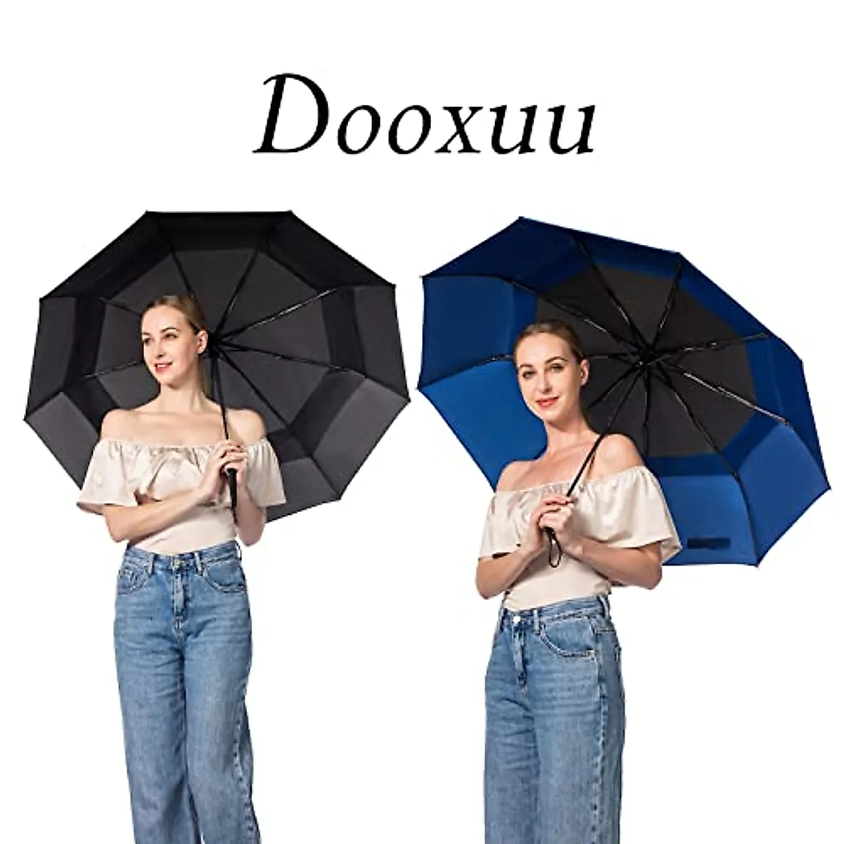 dooxuu Windproof Umbrella, Travel Umbrella Folding Umbrella for Men and Women - Best For Traveling, Camping, Hiking, Backpacking and Other Outdoor Activities
