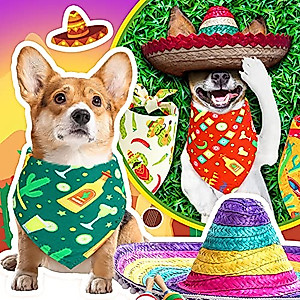 14 Pieces Dog Bandanas Summer Colorful Mexican Style Dog Bandanas Dog Scarf Mexico Accessories Triangle Dog Scarf Bibs Dog Kerchief Set for Medium to Large Dogs Cats Day of The Dead Pets Puppies
