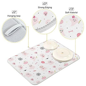 Cute Pink Ghosts Webs Pumpkins Spiders Skulls Drying Dish Mat Dish Mat Drying 18 X 24 Dish Drainer Mat For Kitchen Counter Dry Matt Air Fryer Heat Resistant Mat Dish Drying Mat Xl Microfiber