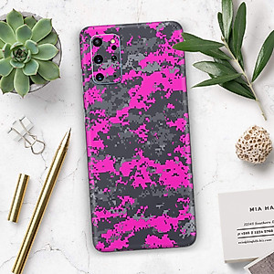 DesignSkinz Bright Pink and Gray Digital Camouflage Protective Vinyl Decal Wrap Skin Cover Compatible with The Samsung Galaxy S20 (Screen Trim & Back Glass Skin)