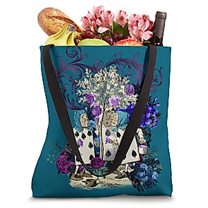 Purple Teal Steampunk Cards Rose Garden Alice in Wonderland Tote Bag