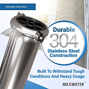 Max Water - Heavy Duty - Reverse Osmosis 4040 Membrane Housing - 4" x 40" good for industrial use - 4040 housing