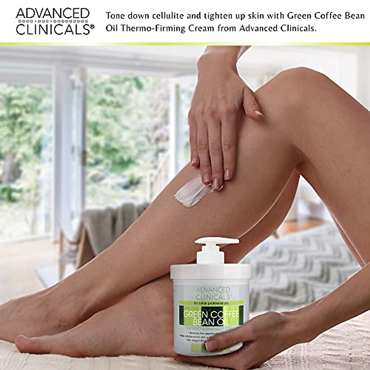 Advanced Clinicals Thermo-Firming Green Coffee Bean Moisturizer Body Cream | Anti Cellulite Caffeine Firming Lotion For Legs, Arms, & Body | Skin Care Products | Aging Skin Tightening Cream, 2-Pack
