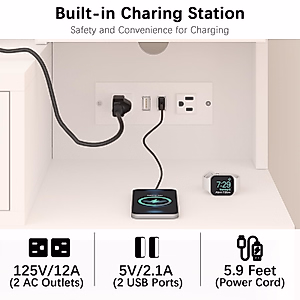 CSZZD Makeup Vanity Desk with Mirror and Lights, White Vanity Table Set with Charging Station, LED Cabinet, 5 Drawers & Storage Bag, 3 Lighting Modes, Bedroom Vanity Mirror with Lights Desk and Chair