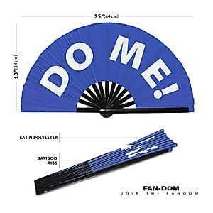 Do Me! hand fan foldable bamboo circuit hand fan funny gag slang words expressions statement gifts Festival accessories Rave handheld Circuit event fan Clack fans (Blue)